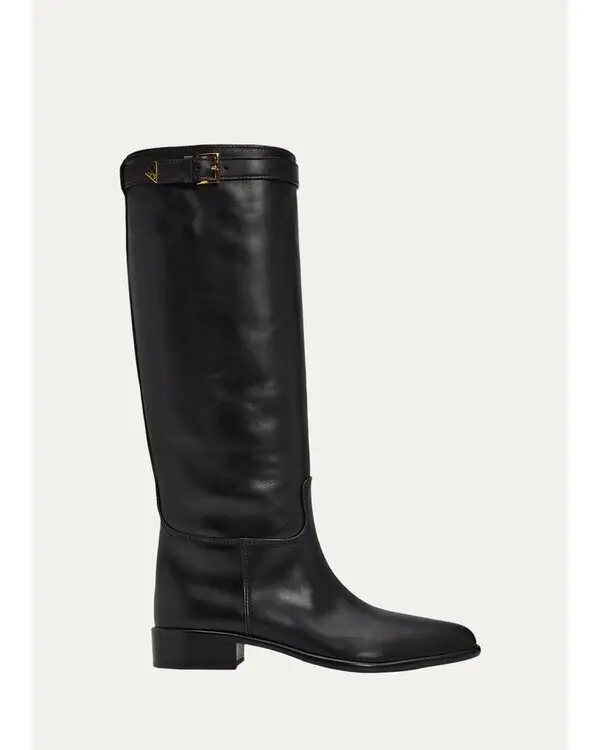 Prada 30mm Stivali Leather Riding Boots