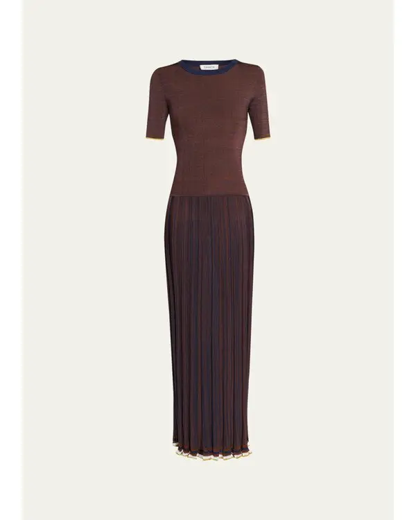 ZANKOV Gago Fine Rib Short-sleeve Maxi Dress - Brown/midnight