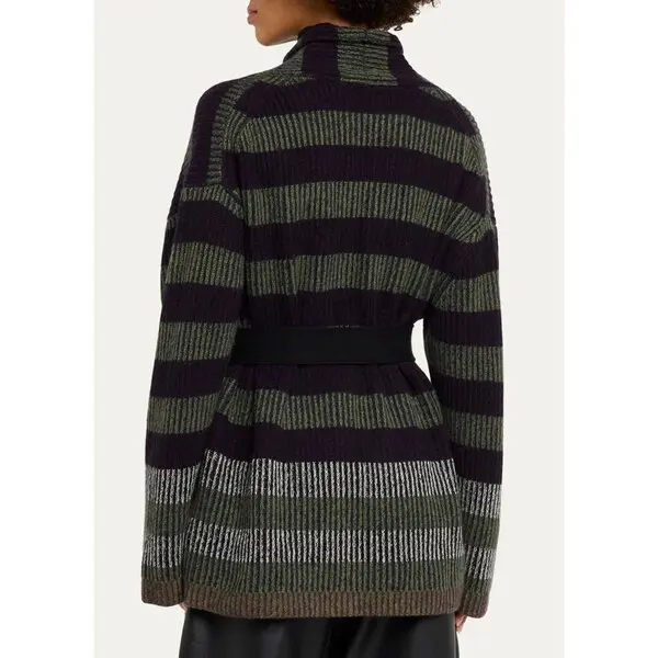 ZANKOV Paulina Striped Wool-cashmere Wrap Cardigan