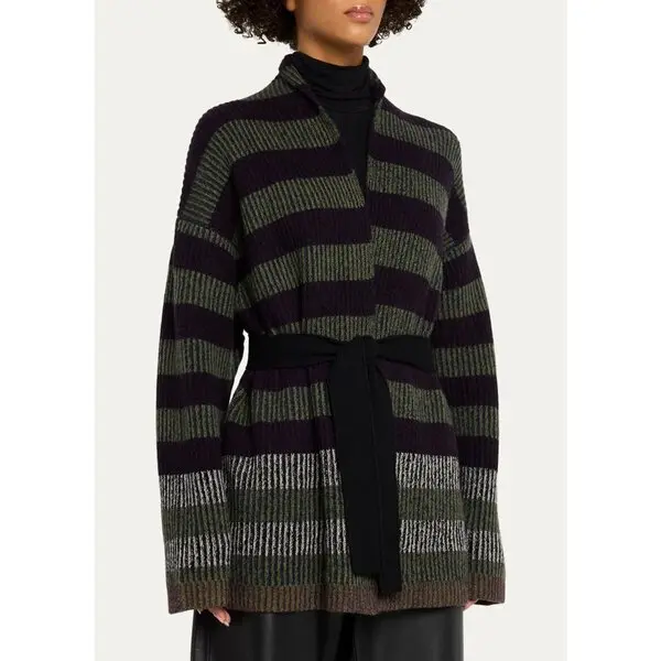 ZANKOV Paulina Striped Wool-cashmere Wrap Cardigan