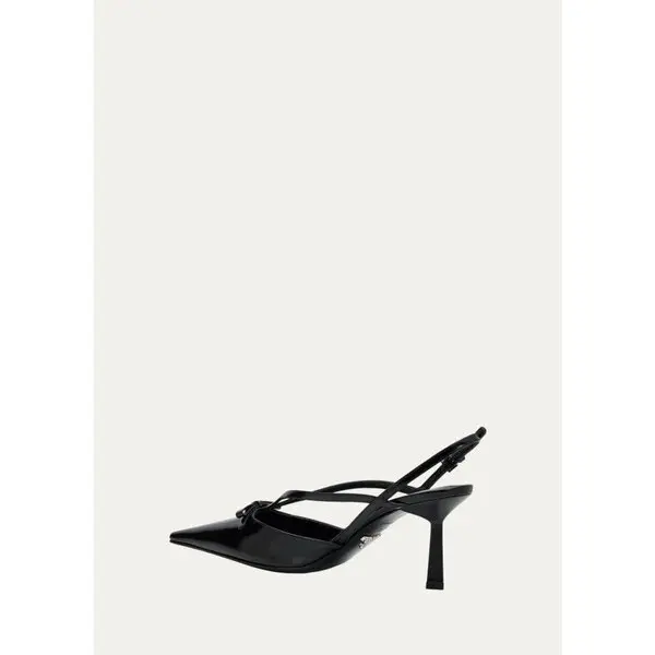 Prada 75mm Strappy Leather Slingback Pumps - Nero