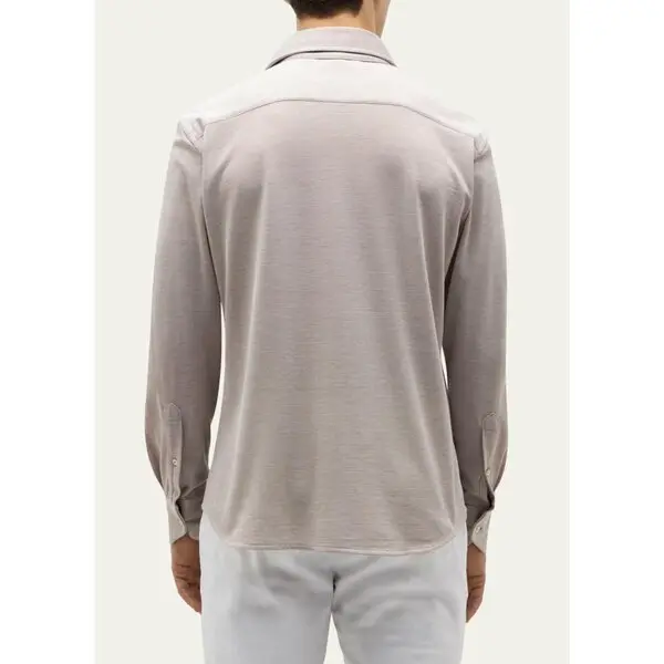 MAURIZIO BALDASSARI Silk And Cotton Pique Button-down Shirt - Navy