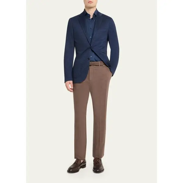 MAURIZIO BALDASSARI Silk And Cotton Pique Button-down Shirt - Navy