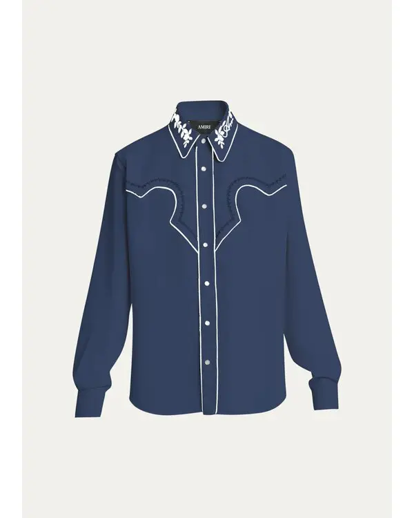 Amiri Embroidered-trim Western Shirt