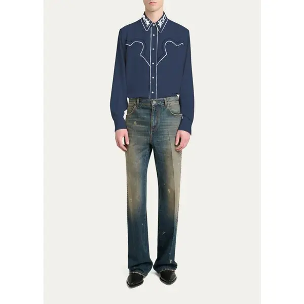 Amiri Embroidered-trim Western Shirt