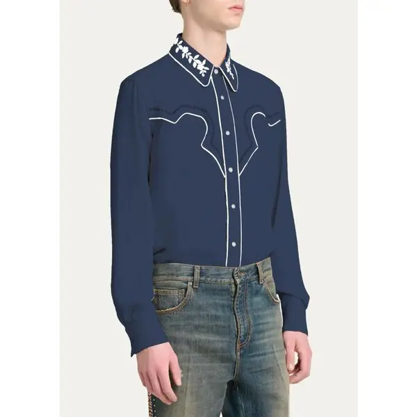 Amiri Embroidered-trim Western Shirt