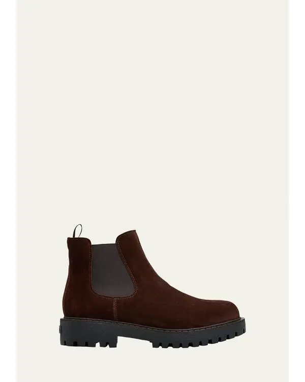 Prada Folder Suede Lug-sole Chelsea Boots