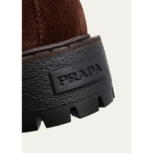 Prada Folder Suede Lug-sole Chelsea Boots