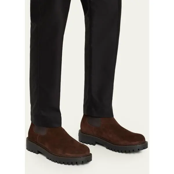Prada Folder Suede Lug-sole Chelsea Boots