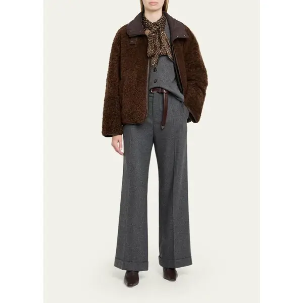 Brunello Cucinelli Curly Shearling Reversible Coat