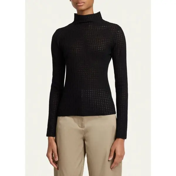 Proenza Schouler White Label Zella Check Merino Mock-neck Top