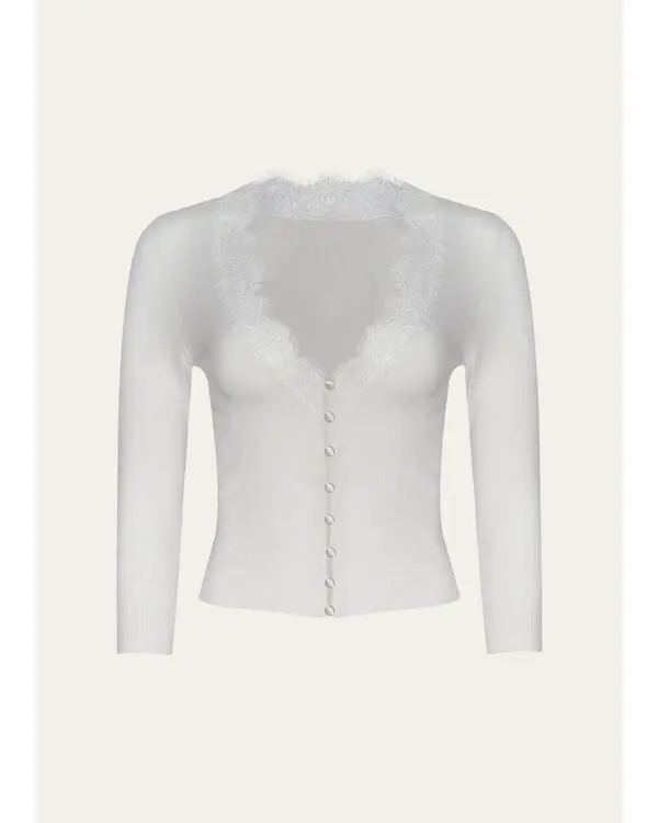 L'Agence Eluna Lace-trim Cardigan - Ivory