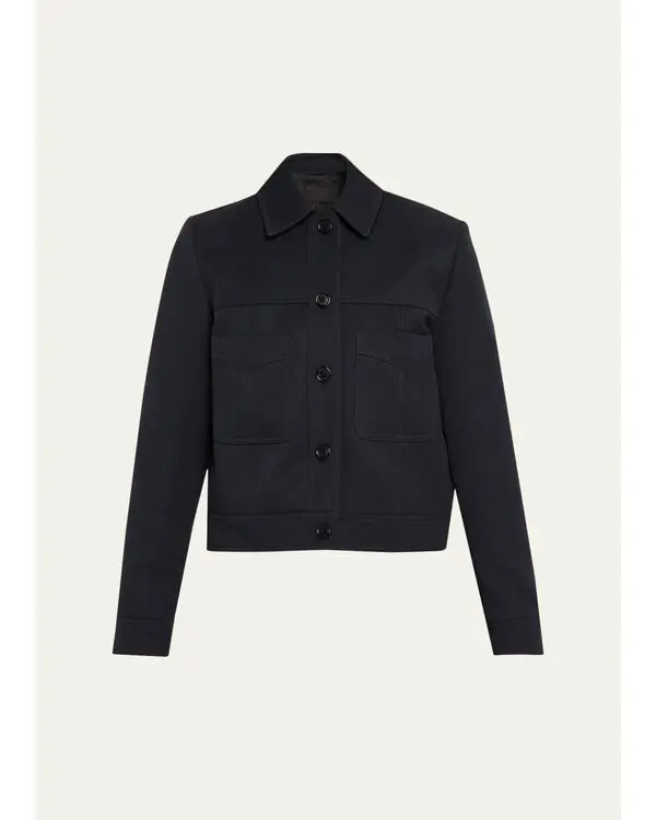 NILI LOTAN Susannah Virgin Wool Cropped Jacket - Midnight