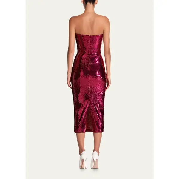 Alex Perry Strapless Sequined Mesh Midi Cocktail Dress