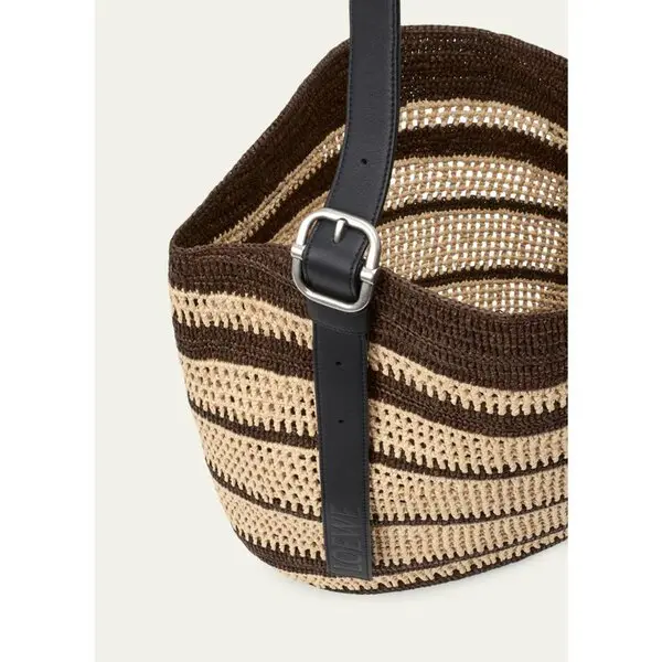 Loewe X Paula's Ibiza Loop Striped Raffia Basket Tote Bag