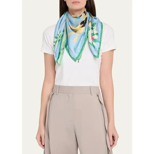 Loewe X Paula's Ibiza Frog-print Silk Scarf