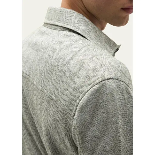MAURIZIO BALDASSARI Linen, Silk And Cotton Herringbone Overshirt - Green