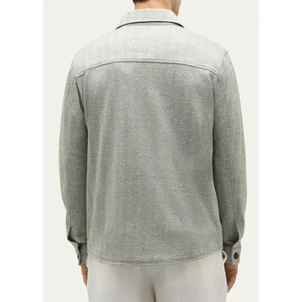 MAURIZIO BALDASSARI Linen, Silk And Cotton Herringbone Overshirt - Green