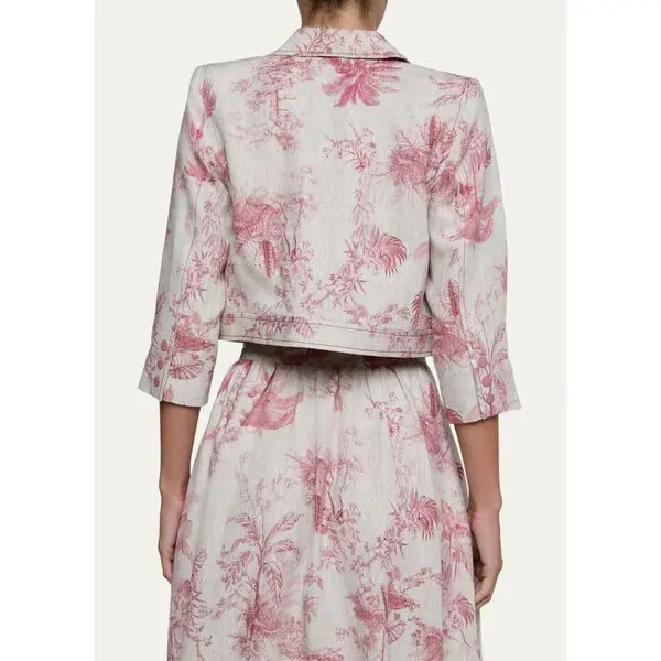 L'Agence Eda Cropped Etoile-print Linen Jacket