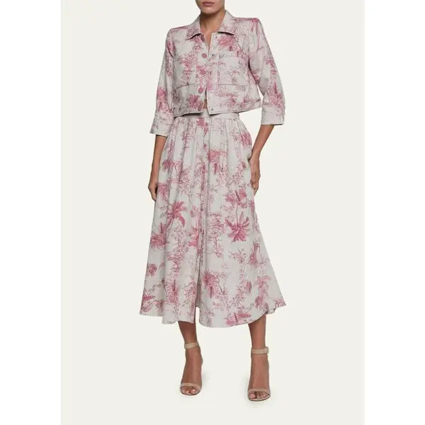 L'Agence Eda Cropped Etoile-print Linen Jacket