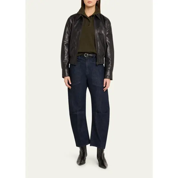 NILI LOTAN Aime Zipped Leather Bomber Jacket
