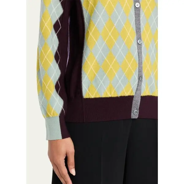 ZANKOV William Wool Argyle Colorblock Cardigan