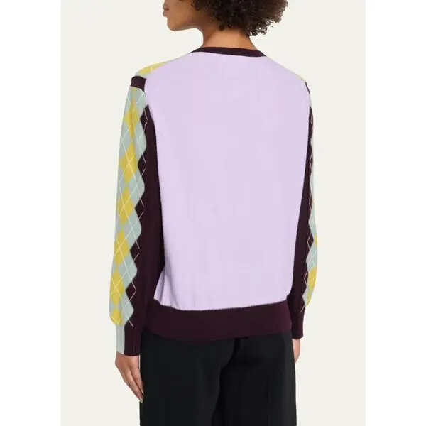 ZANKOV William Wool Argyle Colorblock Cardigan