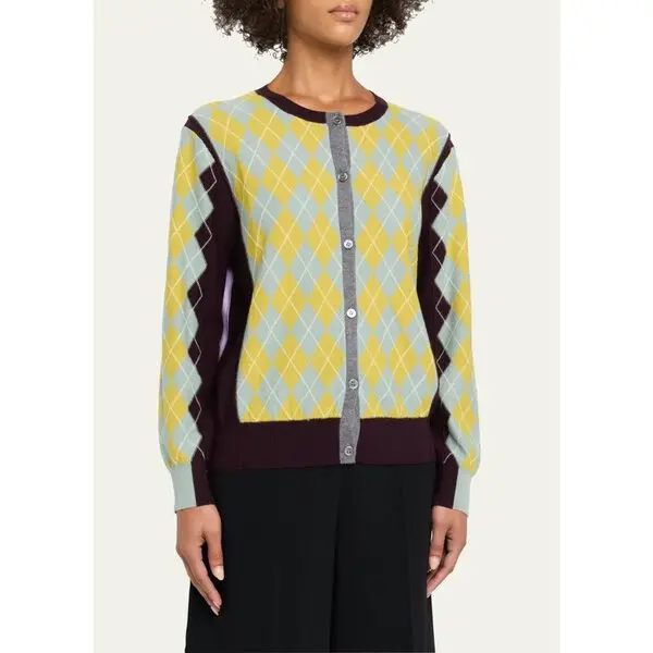 ZANKOV William Wool Argyle Colorblock Cardigan
