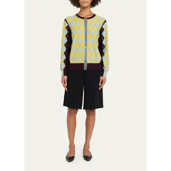 ZANKOV William Wool Argyle Colorblock Cardigan