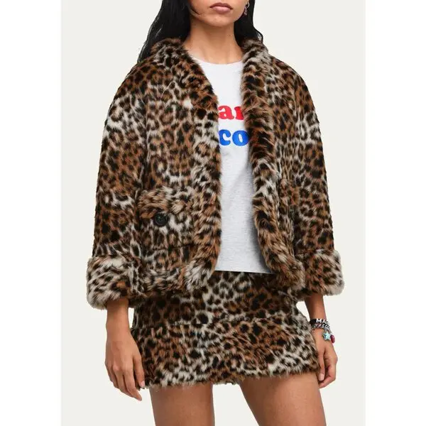 Marc Jacobs Faux Fur Leopard Print Jacket