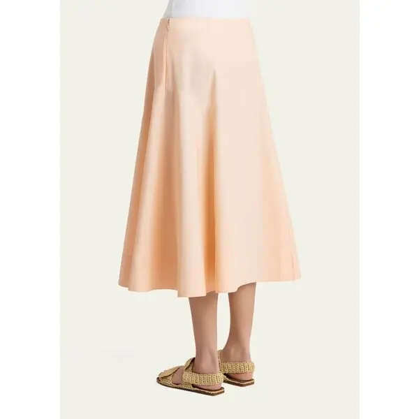 Khaite Artin Paneled Cotton Midi Skirt - Light Peach