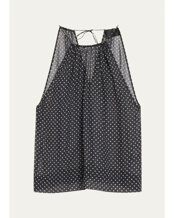 NILI LOTAN Nikki Silk Polka Dot Halter Top - Midnight