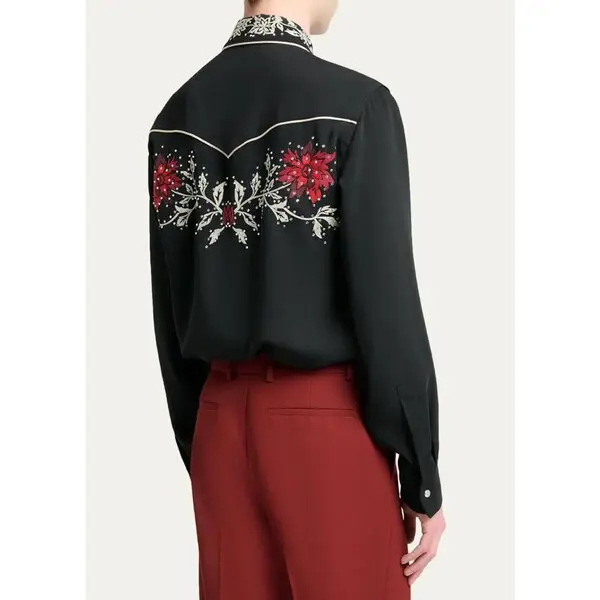 Amiri Flow Crystal-embellished Floral Dress Shirt