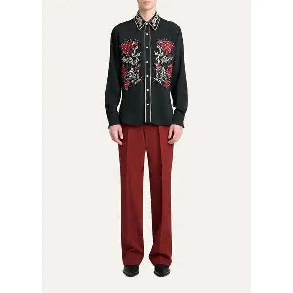 Amiri Flow Crystal-embellished Floral Dress Shirt