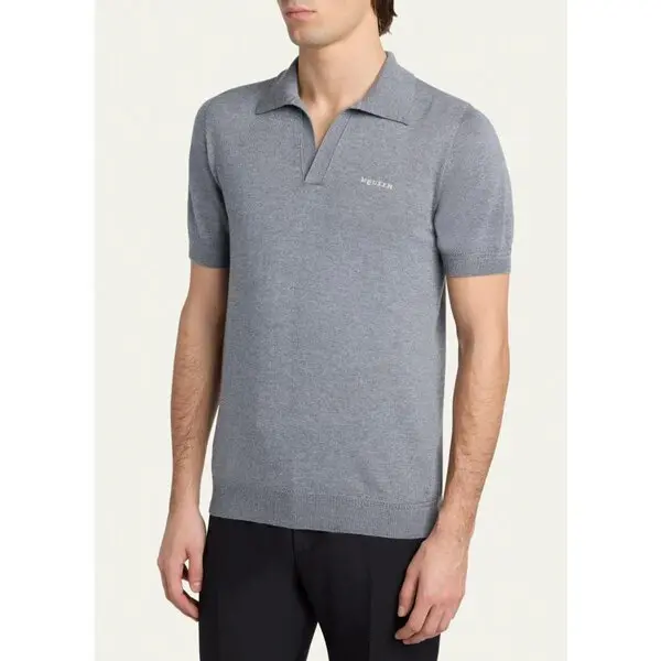 Alexander McQueen Wool Knit Johnny Collar Short-sleeve Polo Sweater