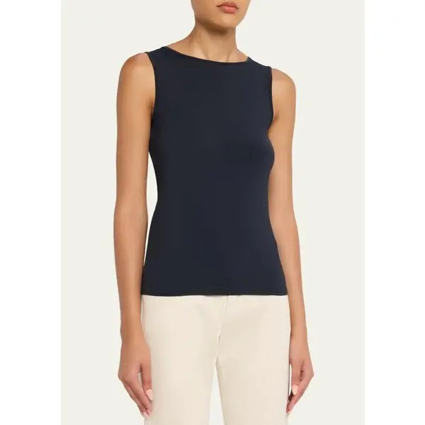 Majestic Filatures Bateau-neck Stretch Jersey Tank Top