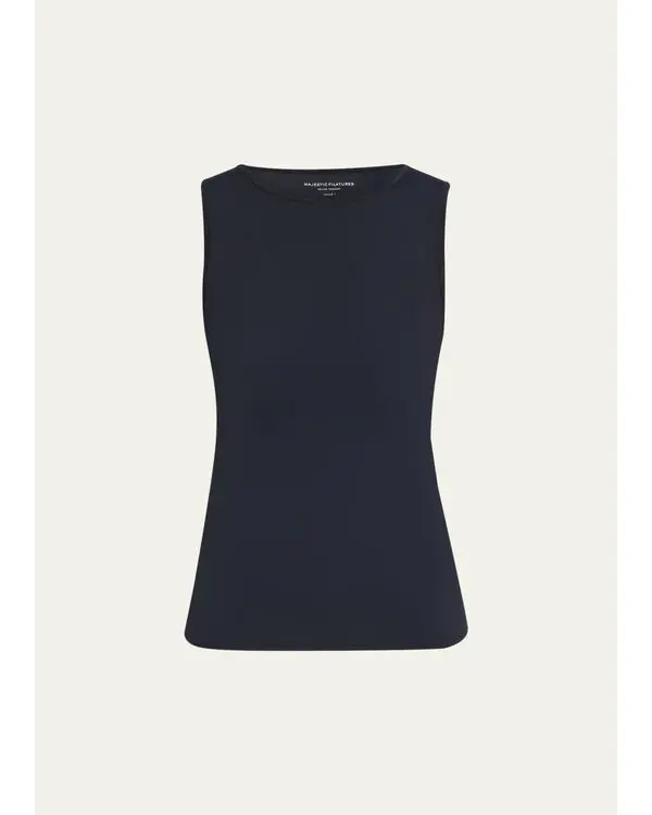 Majestic Filatures Bateau-neck Stretch Jersey Tank Top - Noir