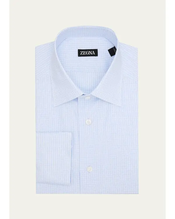 Zegna Pure Cotton Grid Check Dress Shirt