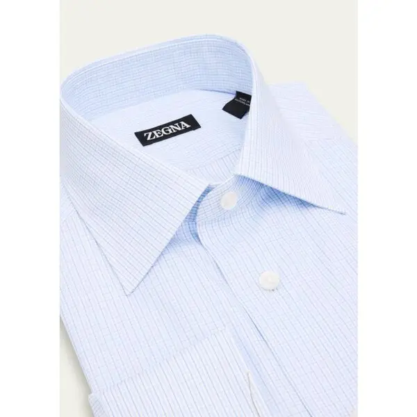 Zegna Pure Cotton Grid Check Dress Shirt
