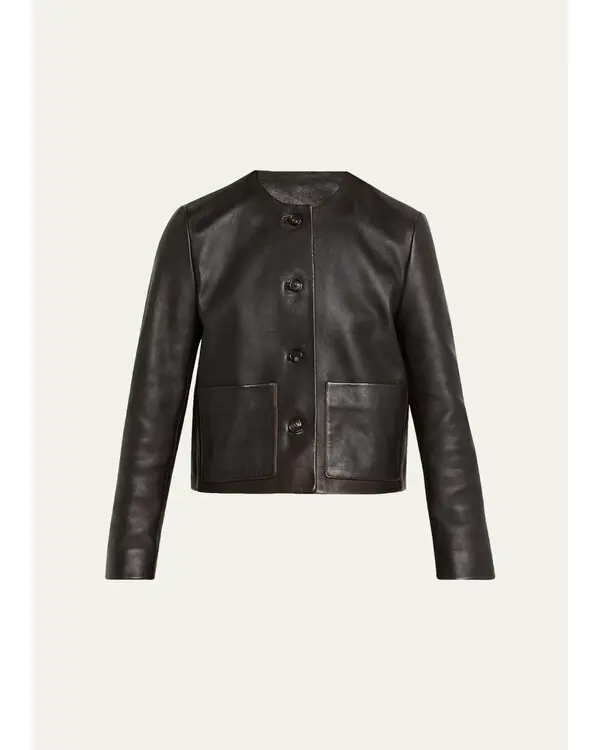 NILI LOTAN Ophelie Leather Collarless Jacket