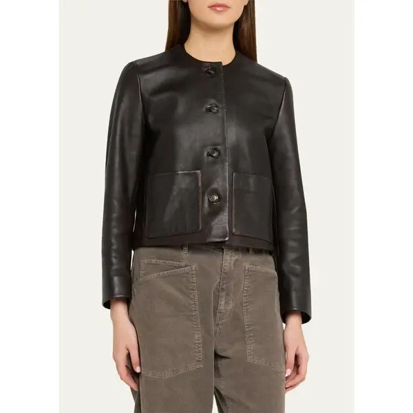 NILI LOTAN Ophelie Leather Collarless Jacket