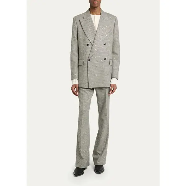 Amiri Houndstooth Double-breasted Peak Lapel Blazer