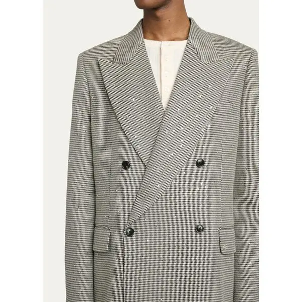 Amiri Houndstooth Double-breasted Peak Lapel Blazer