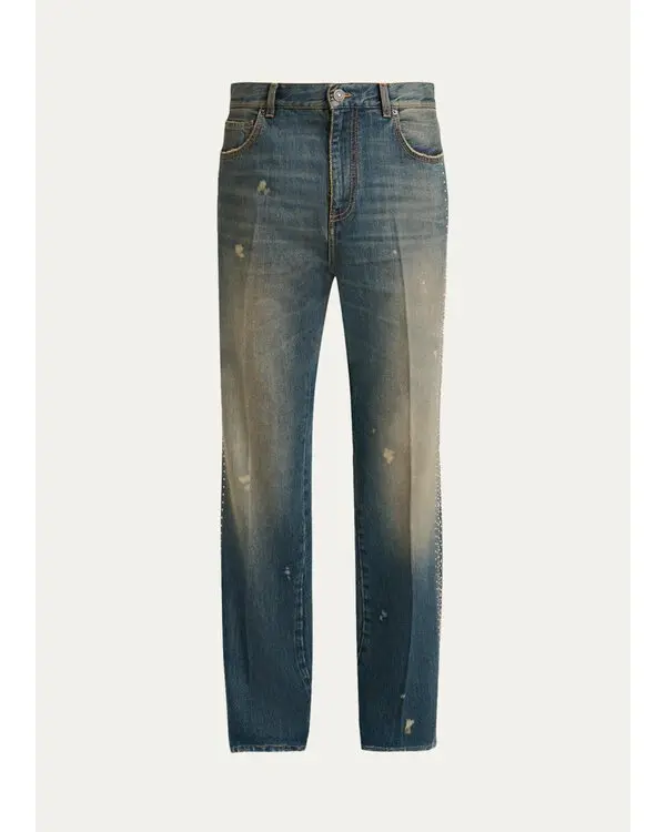 Amiri Ma Fit Star Studded-trim Jeans
