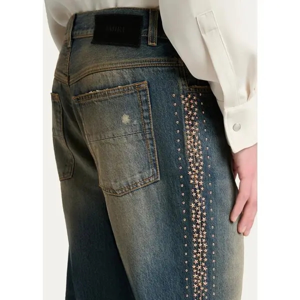 Amiri Ma Fit Star Studded-trim Jeans