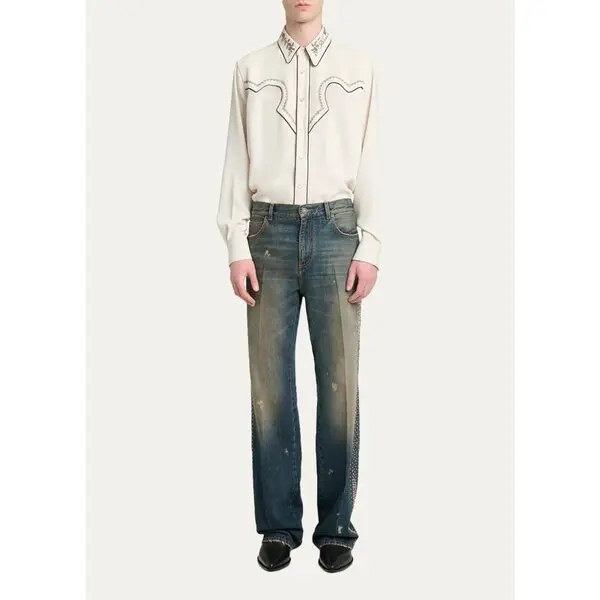 Amiri Ma Fit Star Studded-trim Jeans