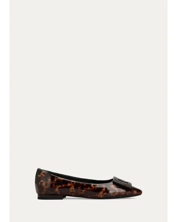 ROGER VIVIER Gommettine Turtle Printed Leather Ballerina Flats