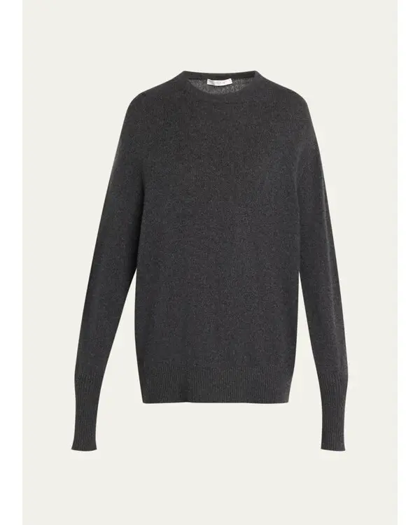 THE ROW Odelle Cashmere Knit Oversized Crewneck Top - Anthracite