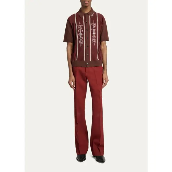 Amiri Abstract Paneled Wool-blend Short-sleeve Shirt