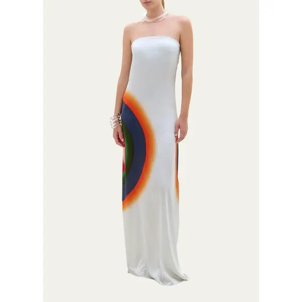 Silvia Tcherassi Bahiana Strapless Abstract-print Silk Maxi Dress